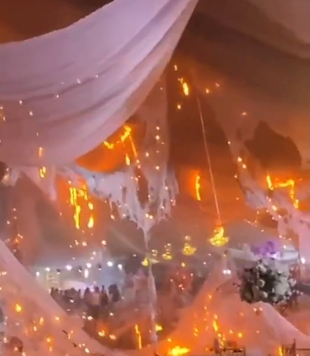 Moment when GUESTS run for dear lives as fire breaks out at Wedding ...