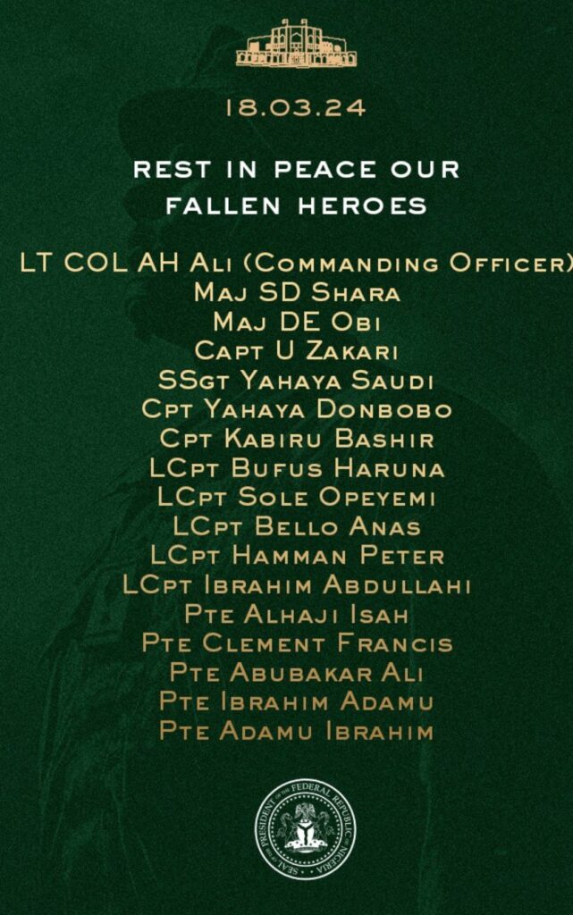 NIGERIAN Army Releases The Names, Photos Of 17 Soldiers Killed In Delta ...